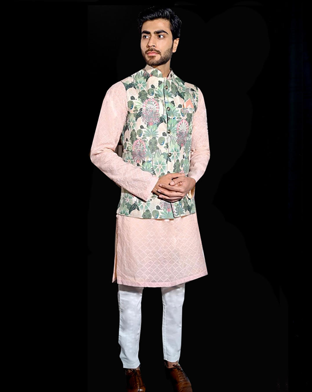 The Green Floral Bandi Set – Archana Kochhar India